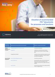 Checklist of Recommended ITIL Documents for Processes and Functions (PDF)