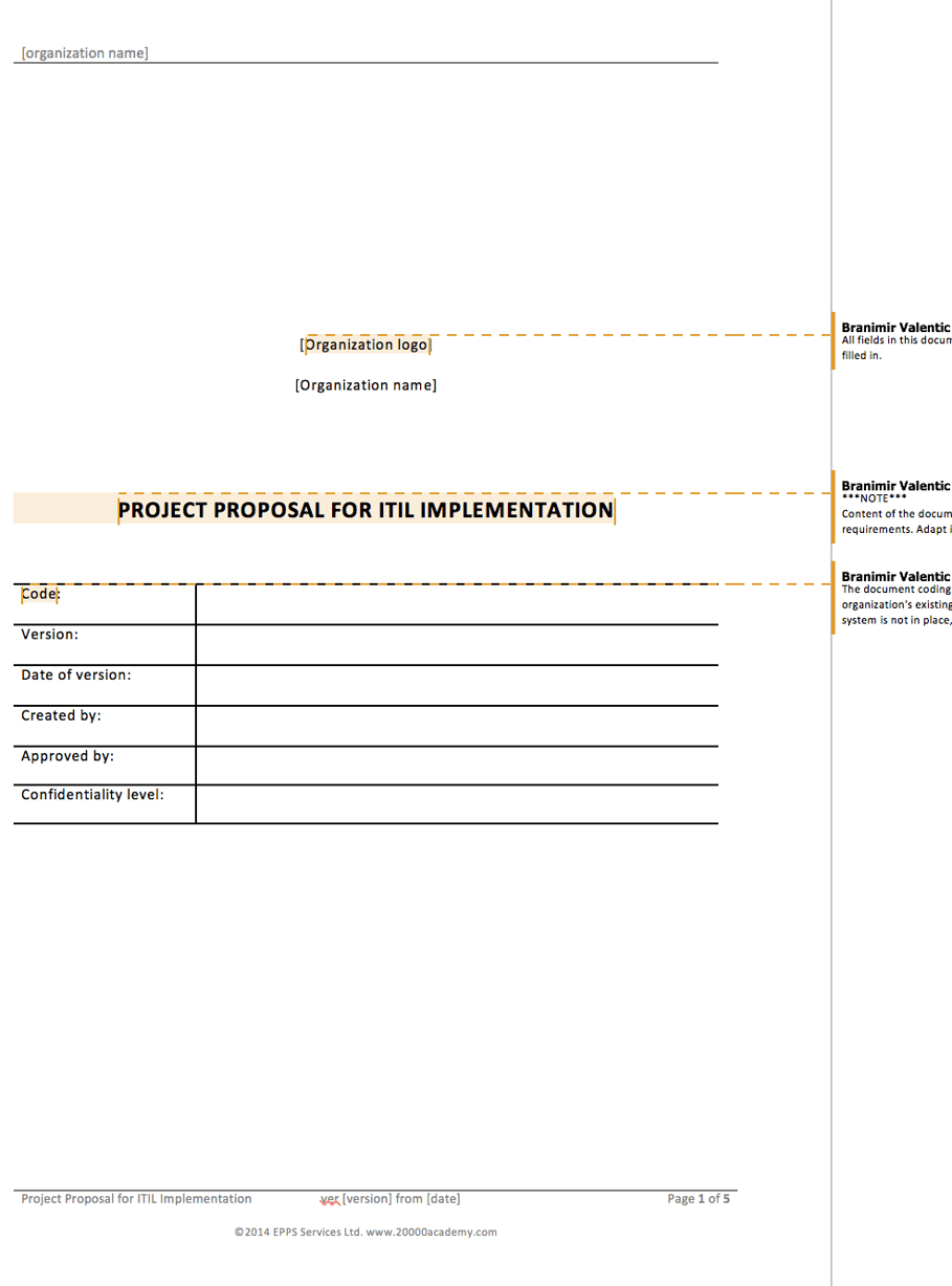 Project Proposal for ITIL Implementation
