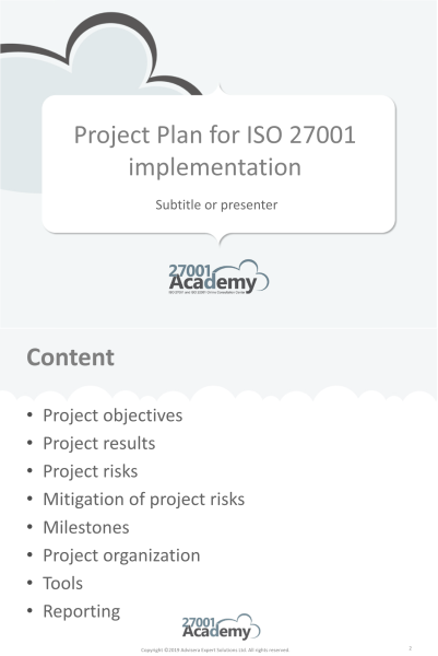 Project Plan for ISO 27001 Implementation (MS PowerPoint)
