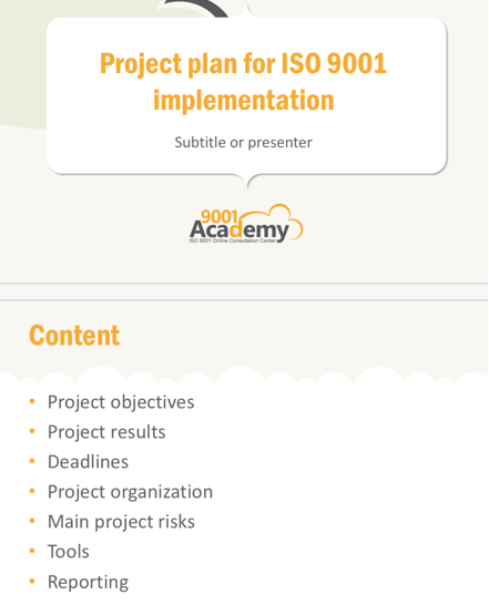 Project Plan for ISO 9001 Implementation (MS PowerPoint)